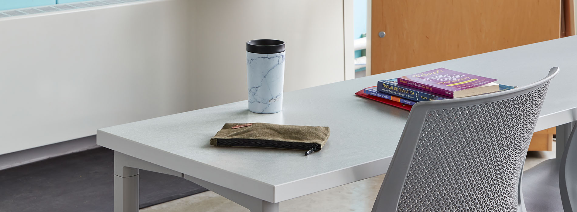 Desk featuring Formica® Laminate in 8683 Glass Cloth