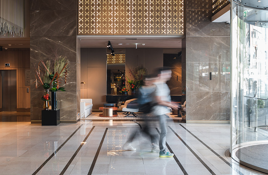 Marble Effect and Metals help create impressive hotel interior ...