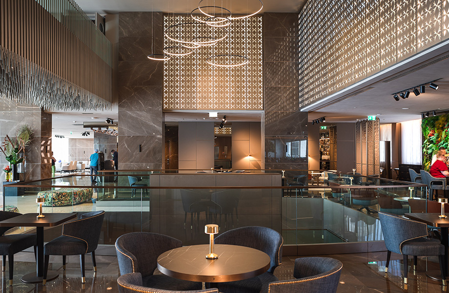 Marble Effect and Metals help create impressive hotel interior ...