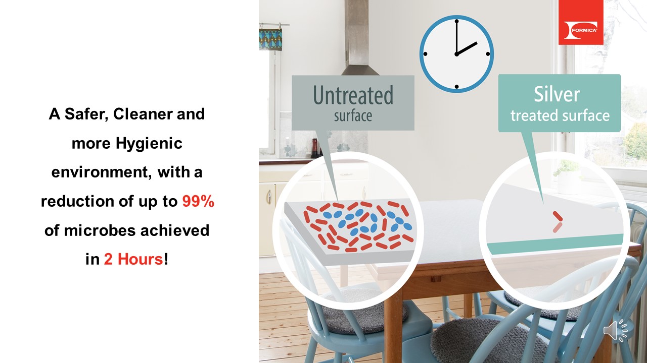 Formica Protec+ Antimicrobial High Pressure. A reduction of up to 99% ...